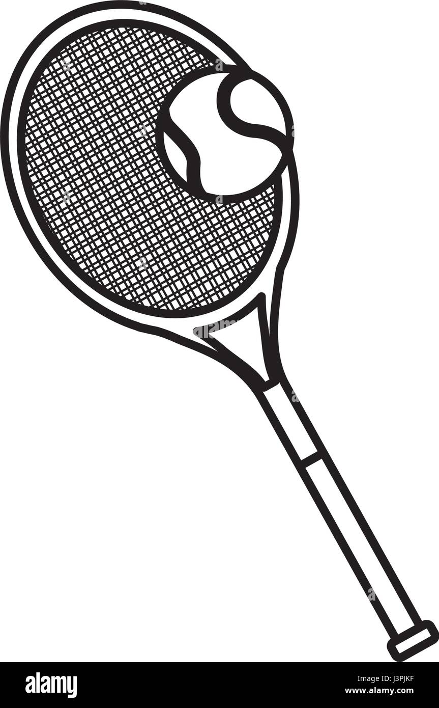 tennis racket and ball sport equipment line Stock Vector Image & Art ...