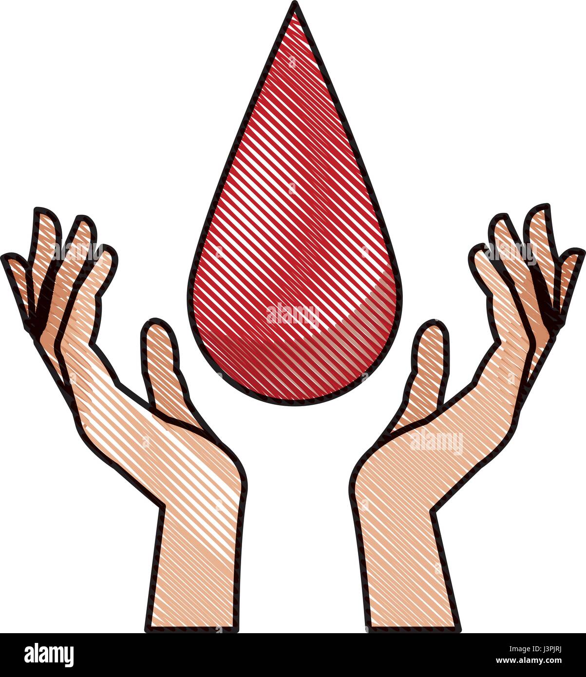 drawing hands with blood drop donation campaign Stock Vector Image ...