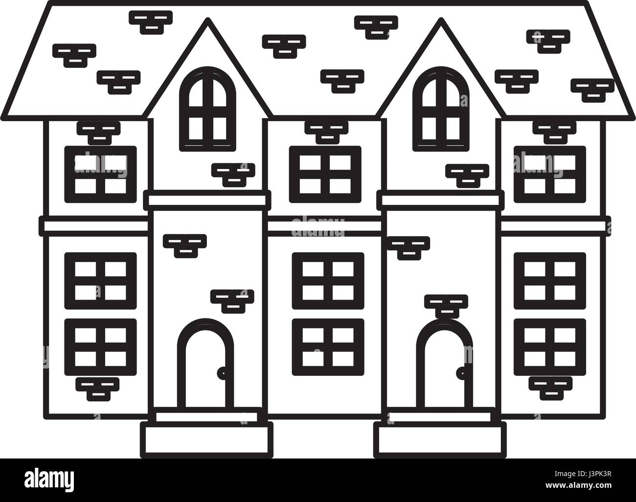 houses traditional style brick steps outline Stock Vector Image & Art ...