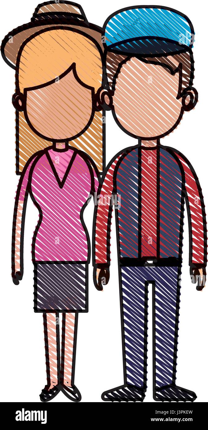 drawing couple lovely together relationship image Stock Vector Image ...