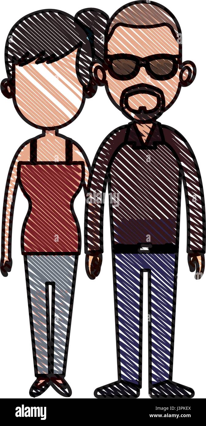 drawing couple lovely together relationship image Stock Vector Image ...