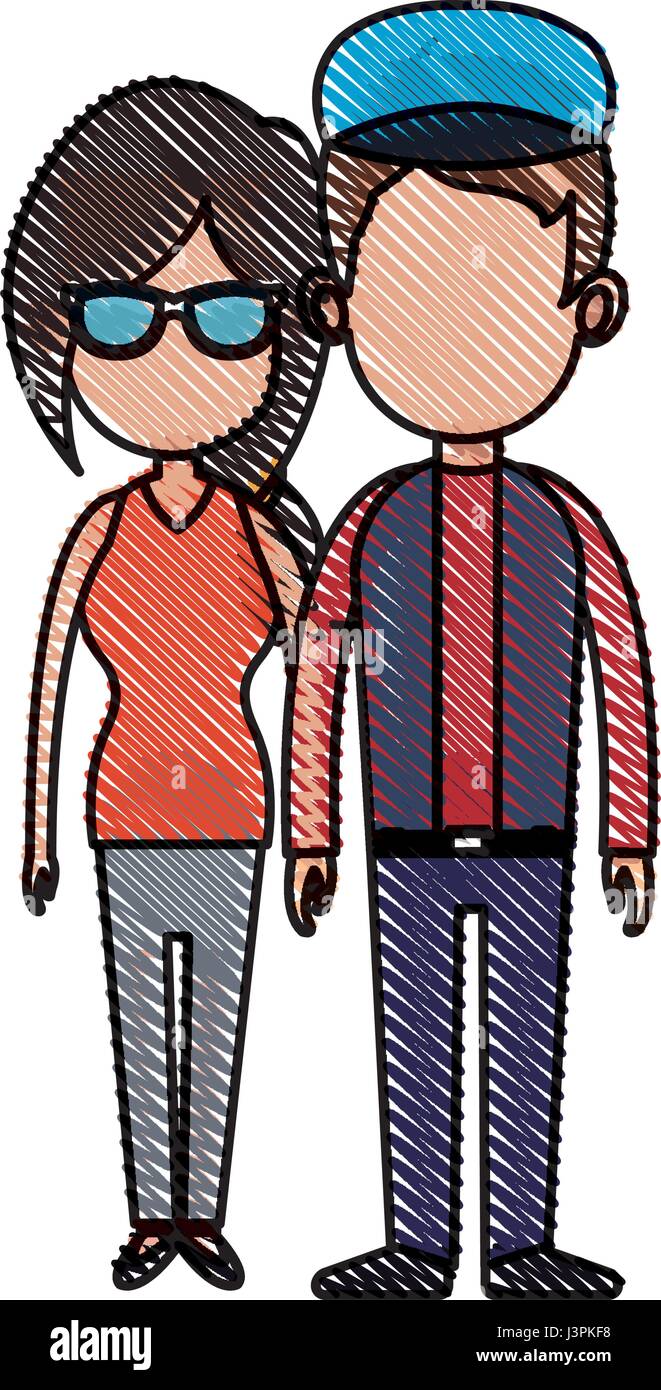 drawing couple lovely together relationship image Stock Vector Image ...