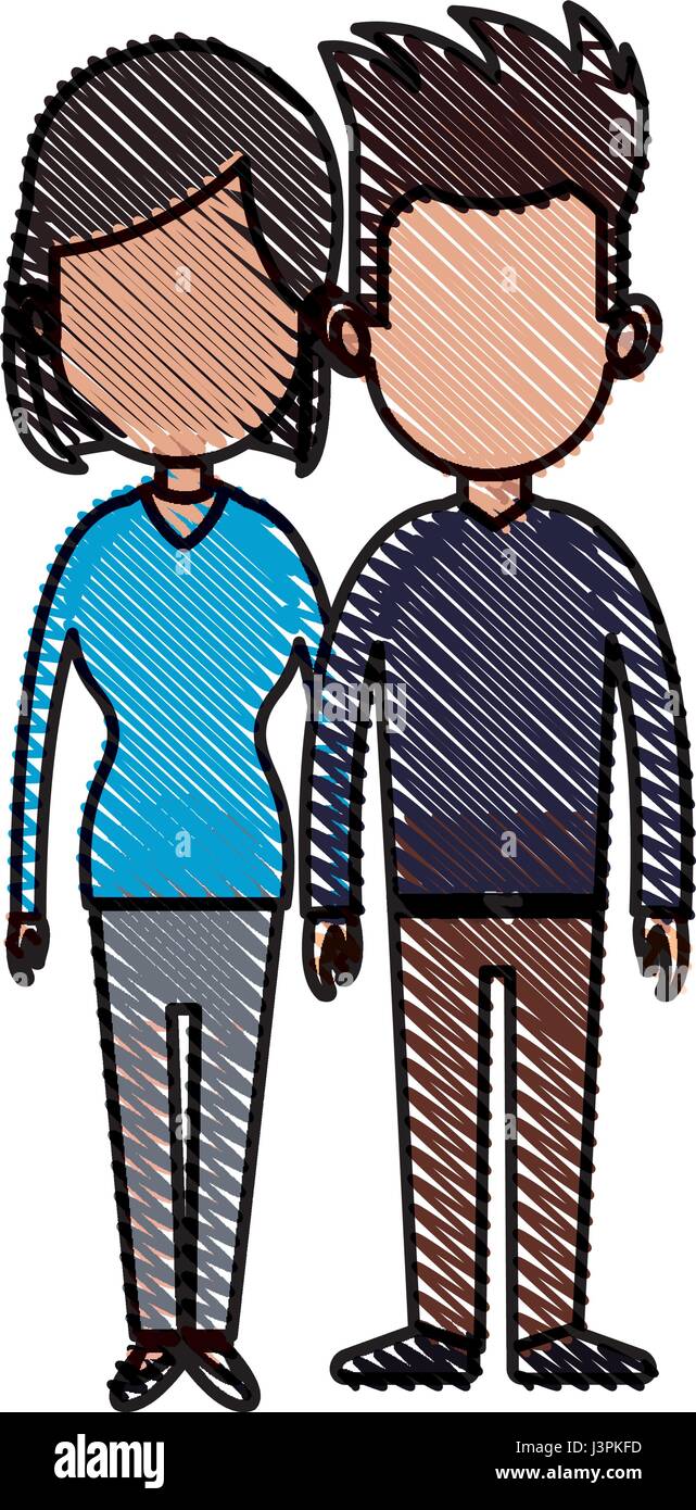 drawing couple lovely together relationship image Stock Vector Image ...