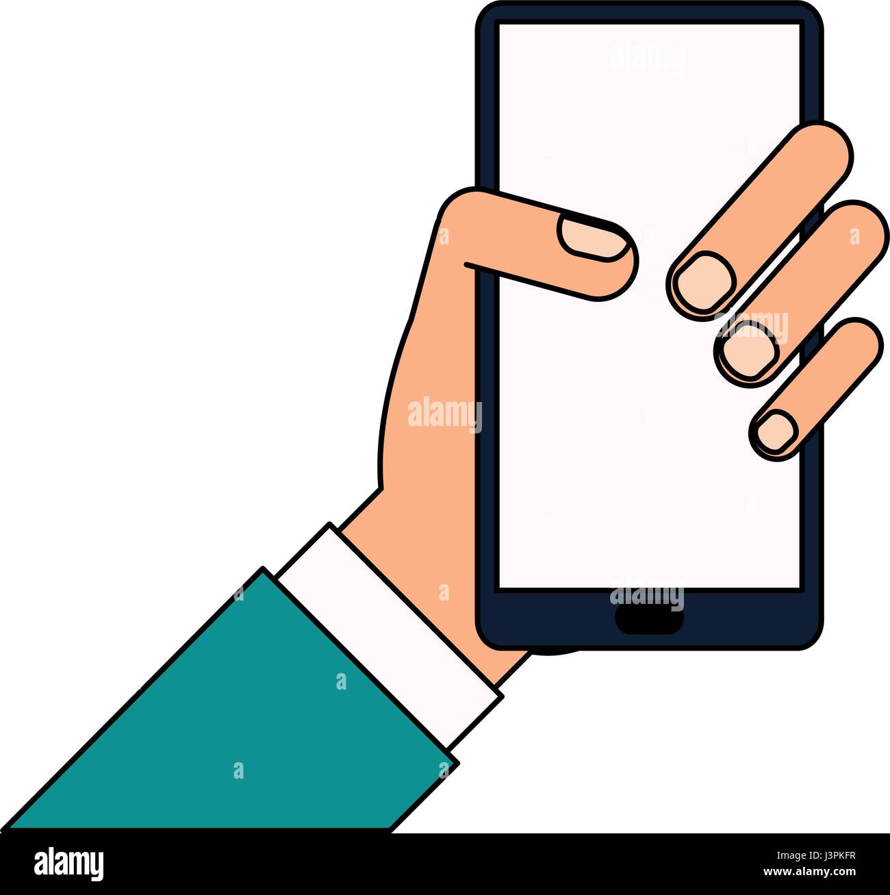 color image cartoon hand holding smartphone device Stock Vector Image ...