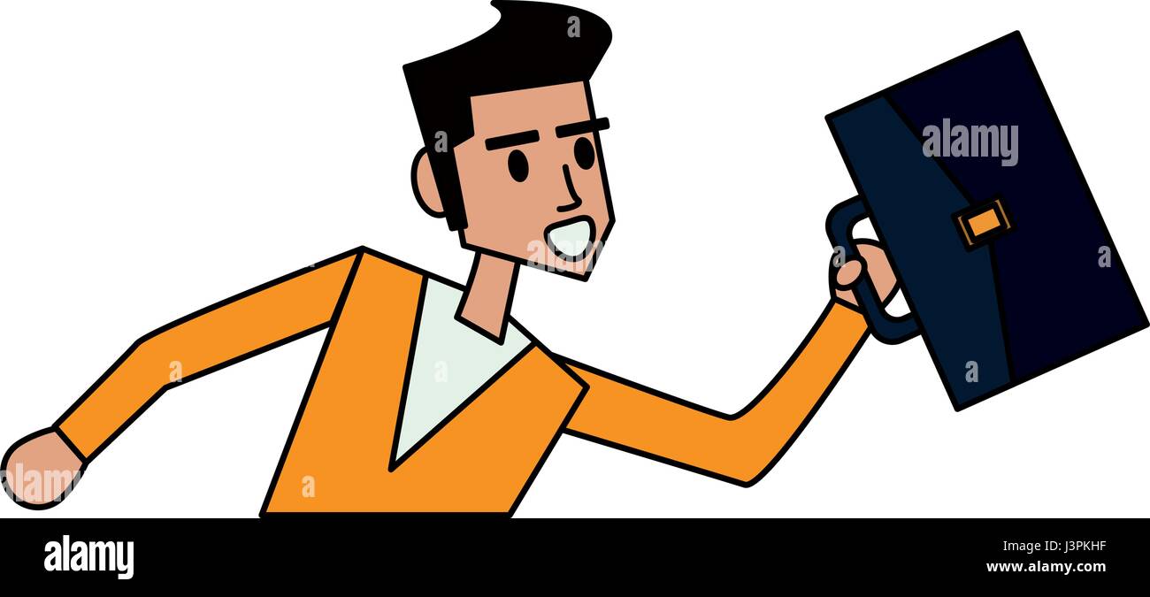 color image cartoon half body man running with a portfolio Stock Vector ...