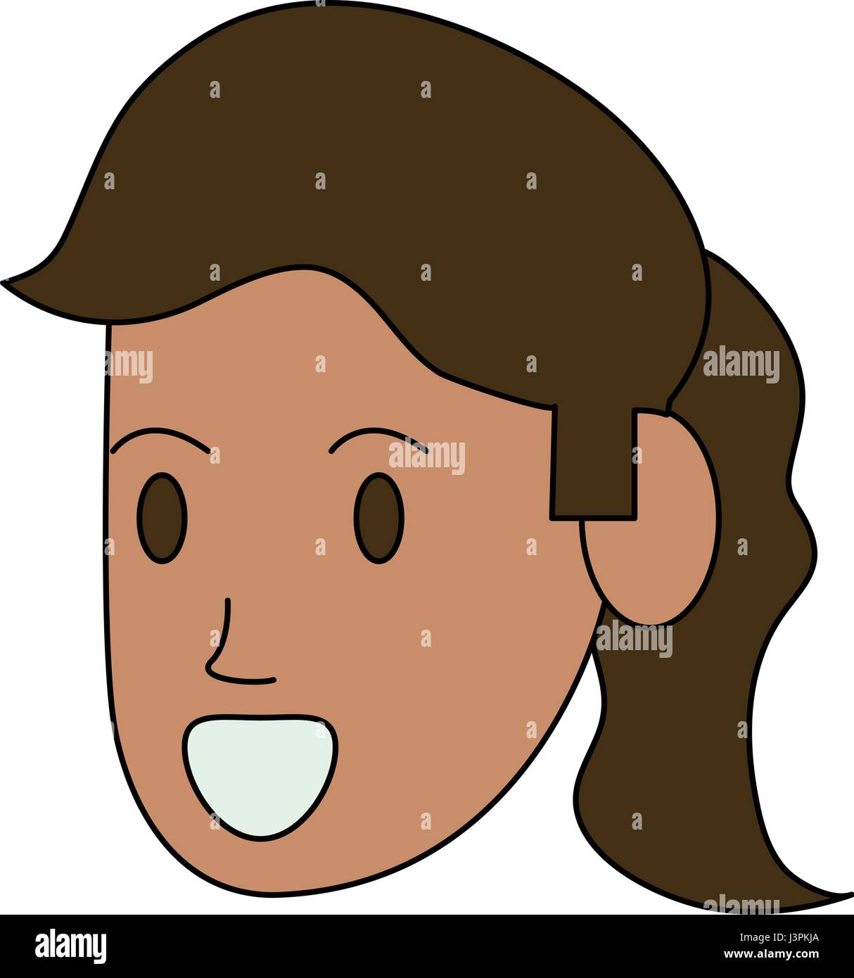 color image cartoon side view face executive woman Stock Vector Image ...