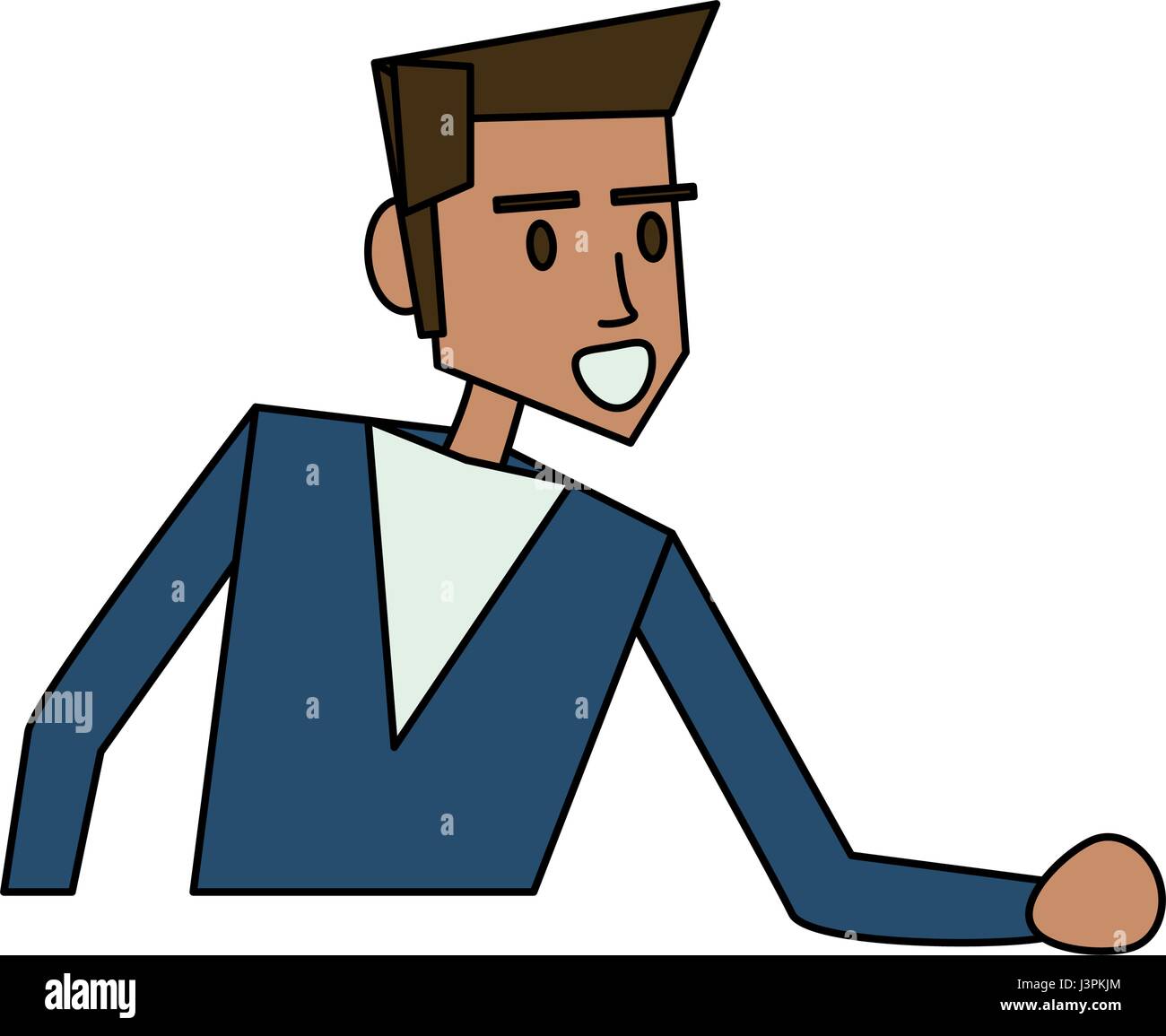 color image cartoon half body man with t-shirt Stock Vector Image & Art ...