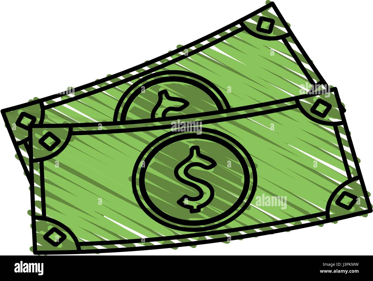 color crayon stripe set bills with currency dollar symbol Stock Vector ...
