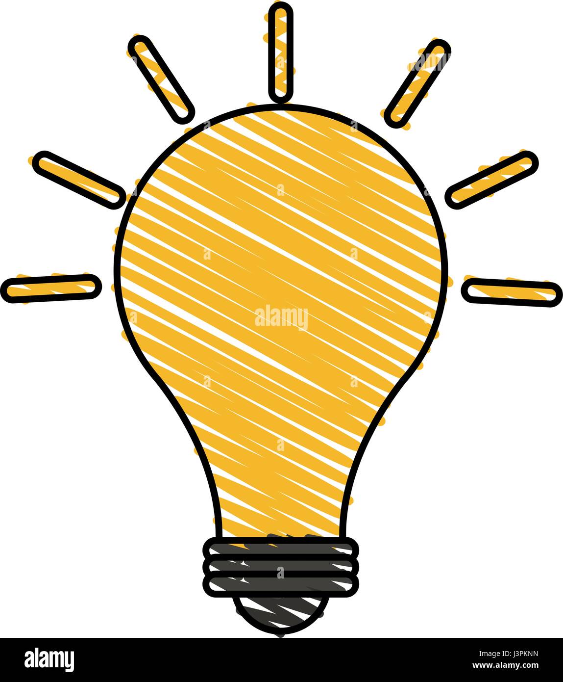 color crayon stripe modern light bulb on with shiny Stock Vector Image ...