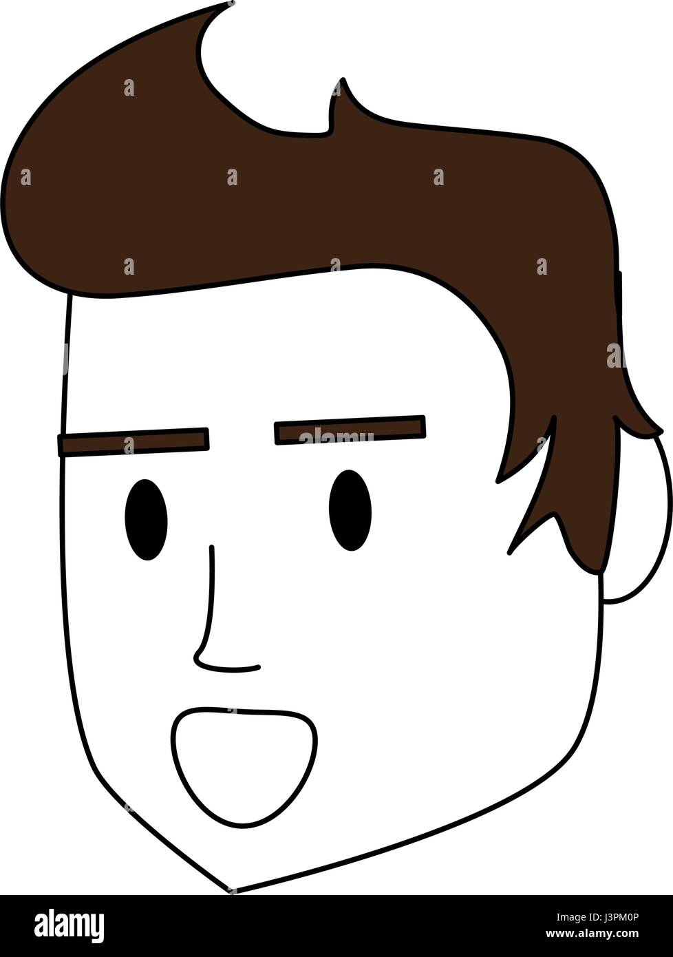 color silhouette image cartoon side face man with hairstyle Stock ...