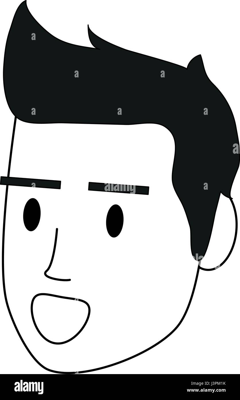 color silhouette image cartoon side view face man with hairstyle and ...