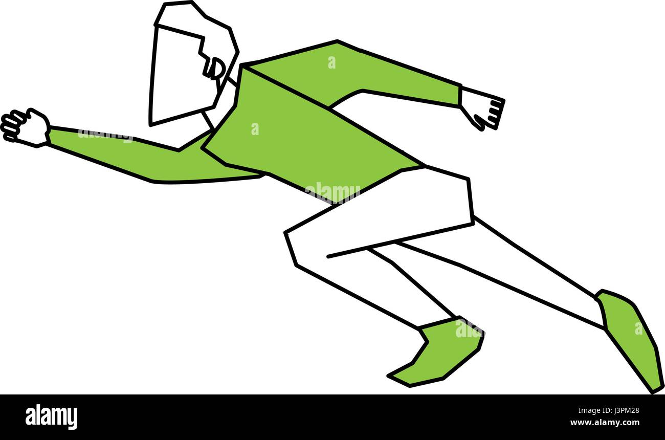 color silhouette image cartoon full body side view super hero flying ...