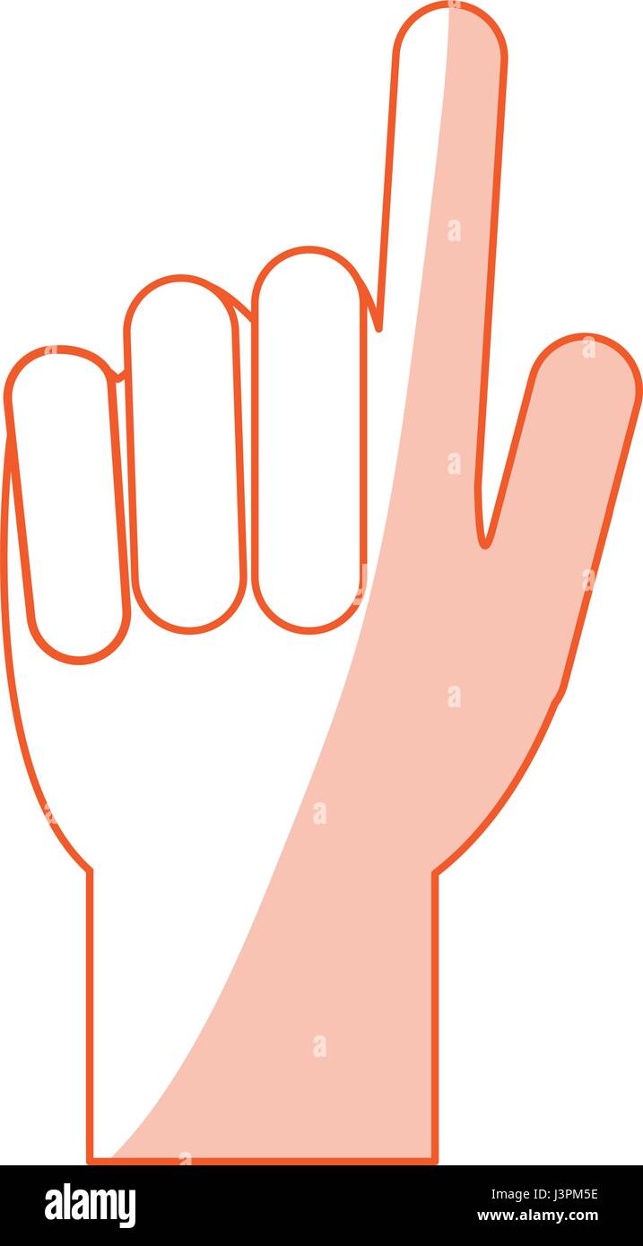 red silhouette shading image cartoon hand with two fingers up Stock ...