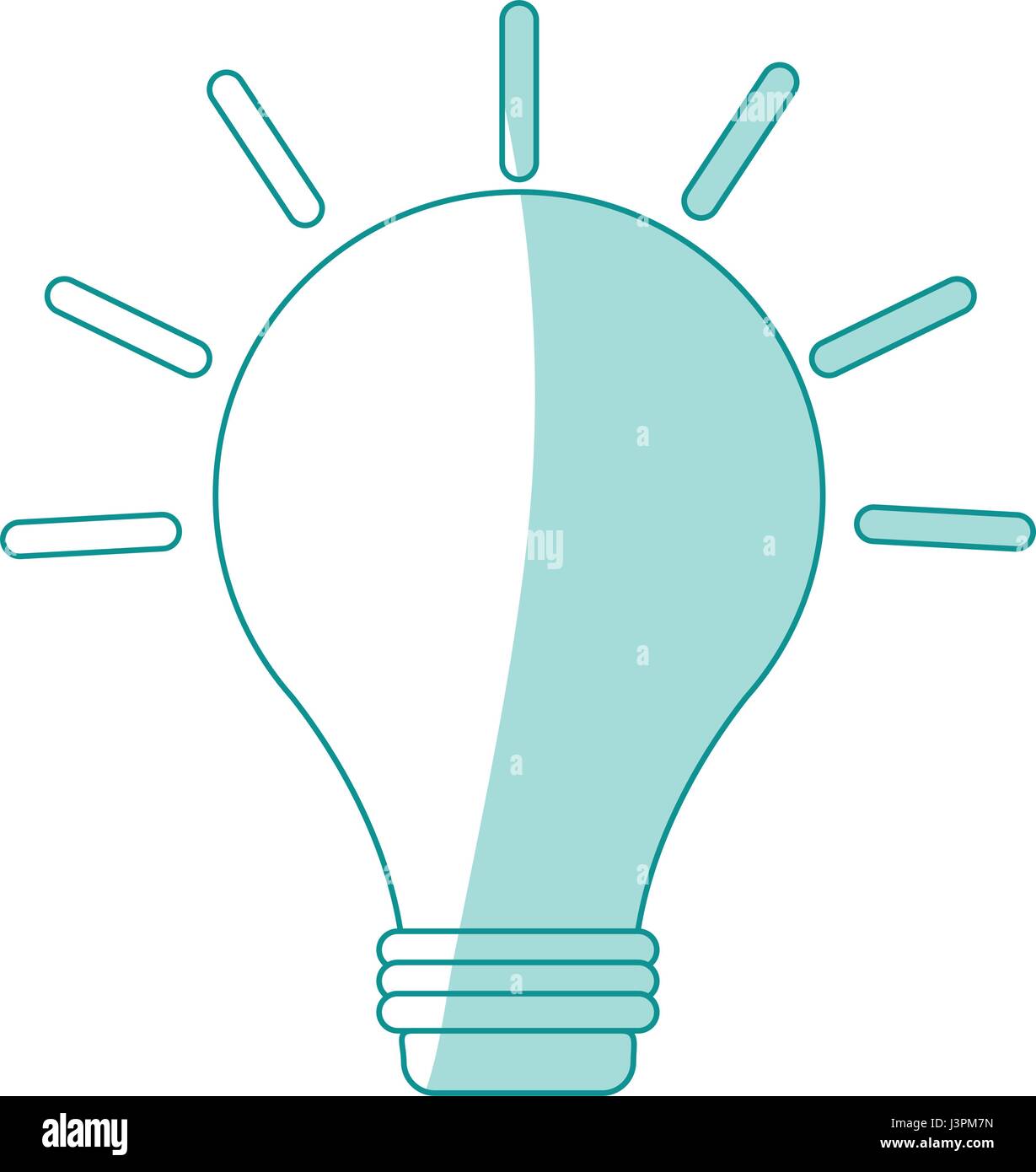 blue silhouette shading image light bulb on with shiny Stock Vector ...
