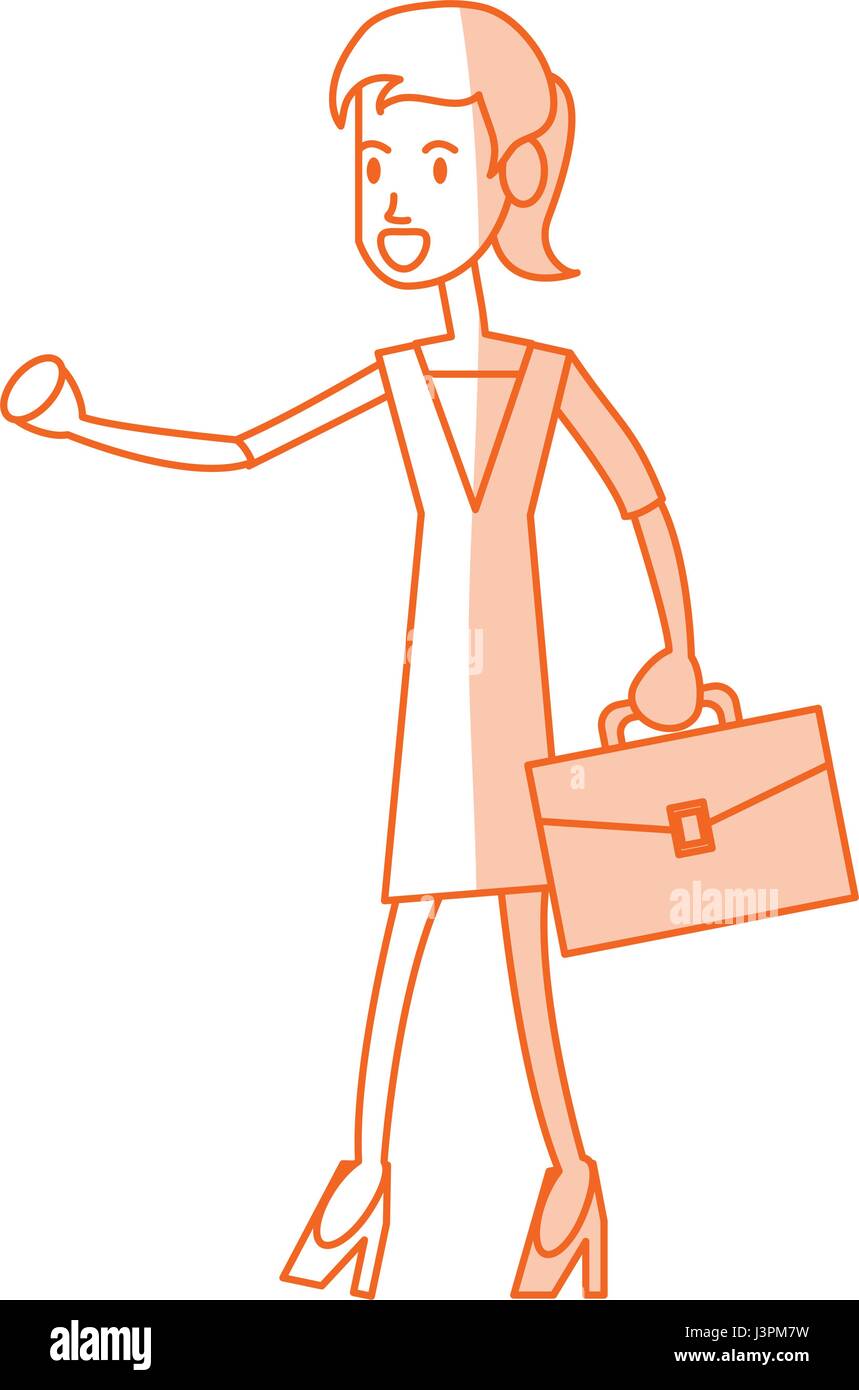 red silhouette shading image full body executive woman with portfolio ...