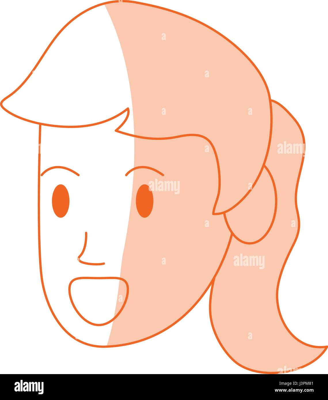 red silhouette shading image cartoon side view face executive woman ...