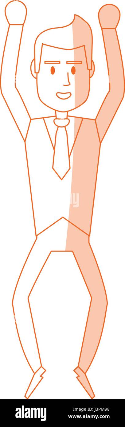 red silhouette shading image cartoon full body executive man with ...