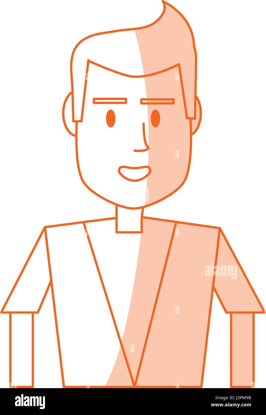 red silhouette shading image cartoon front view half body man with t ...