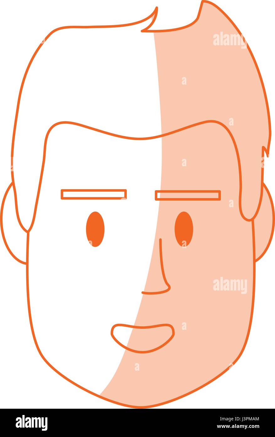 red silhouette shading image cartoon front face man with hairstyle and ...