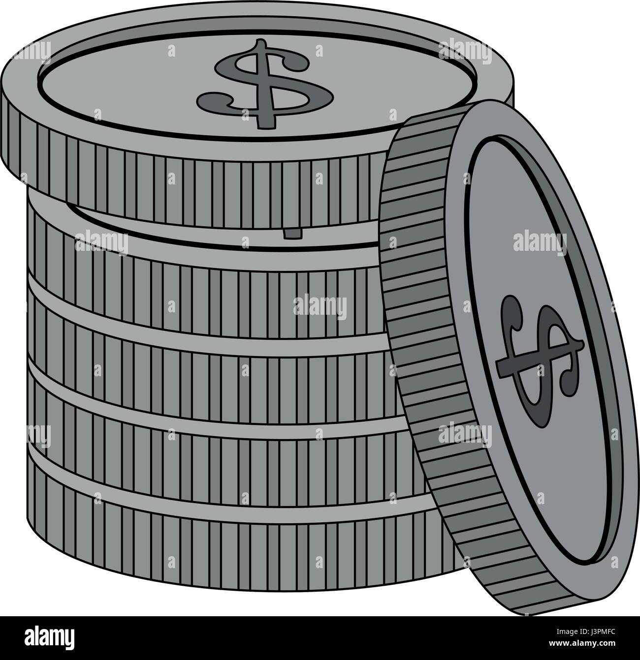 color image cartoon stack coins with dollar symbol Stock Vector Image ...