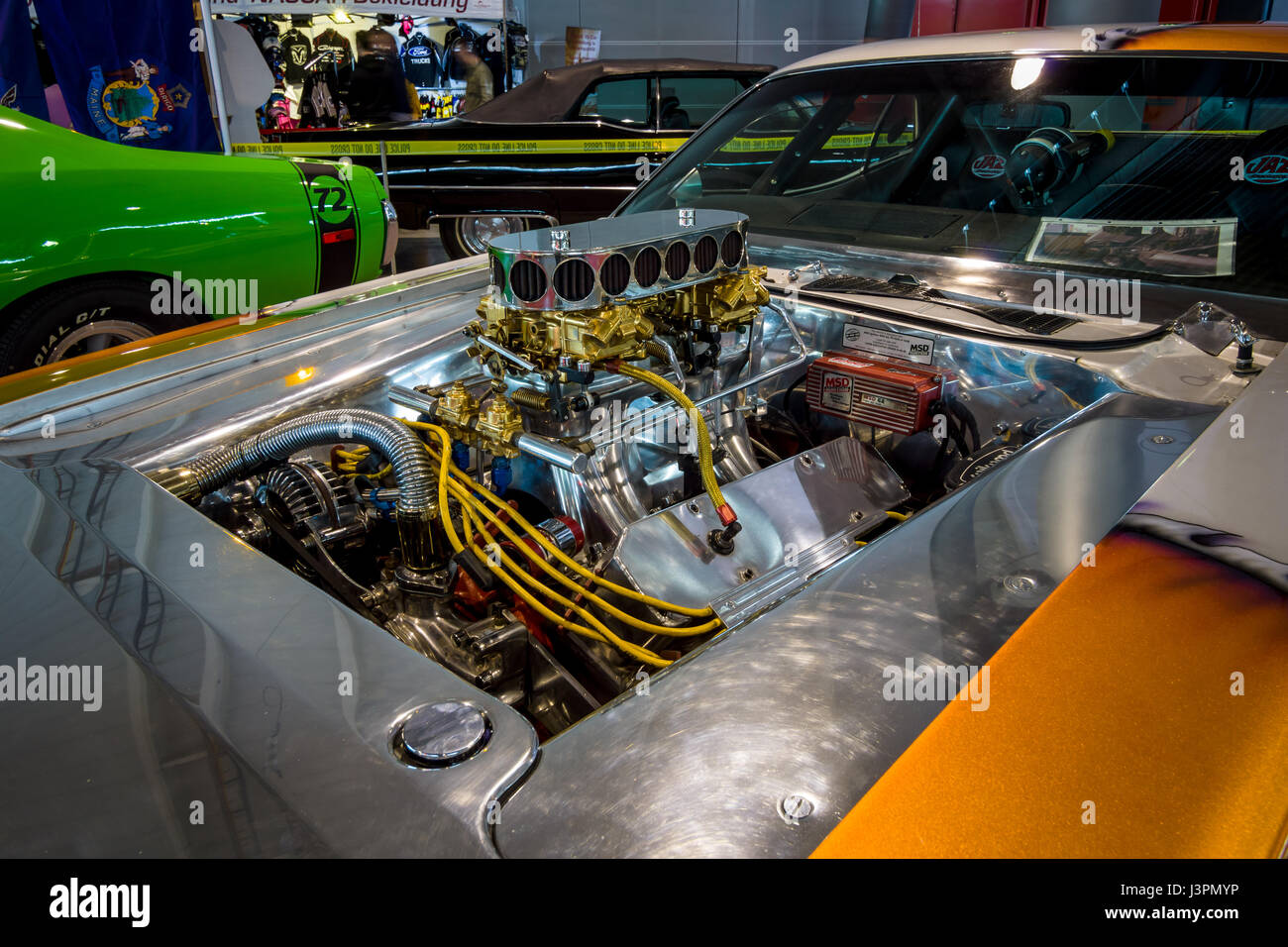 STUTTGART, GERMANY - MARCH 03, 2017: Engine of a muscle car Dodge ...
