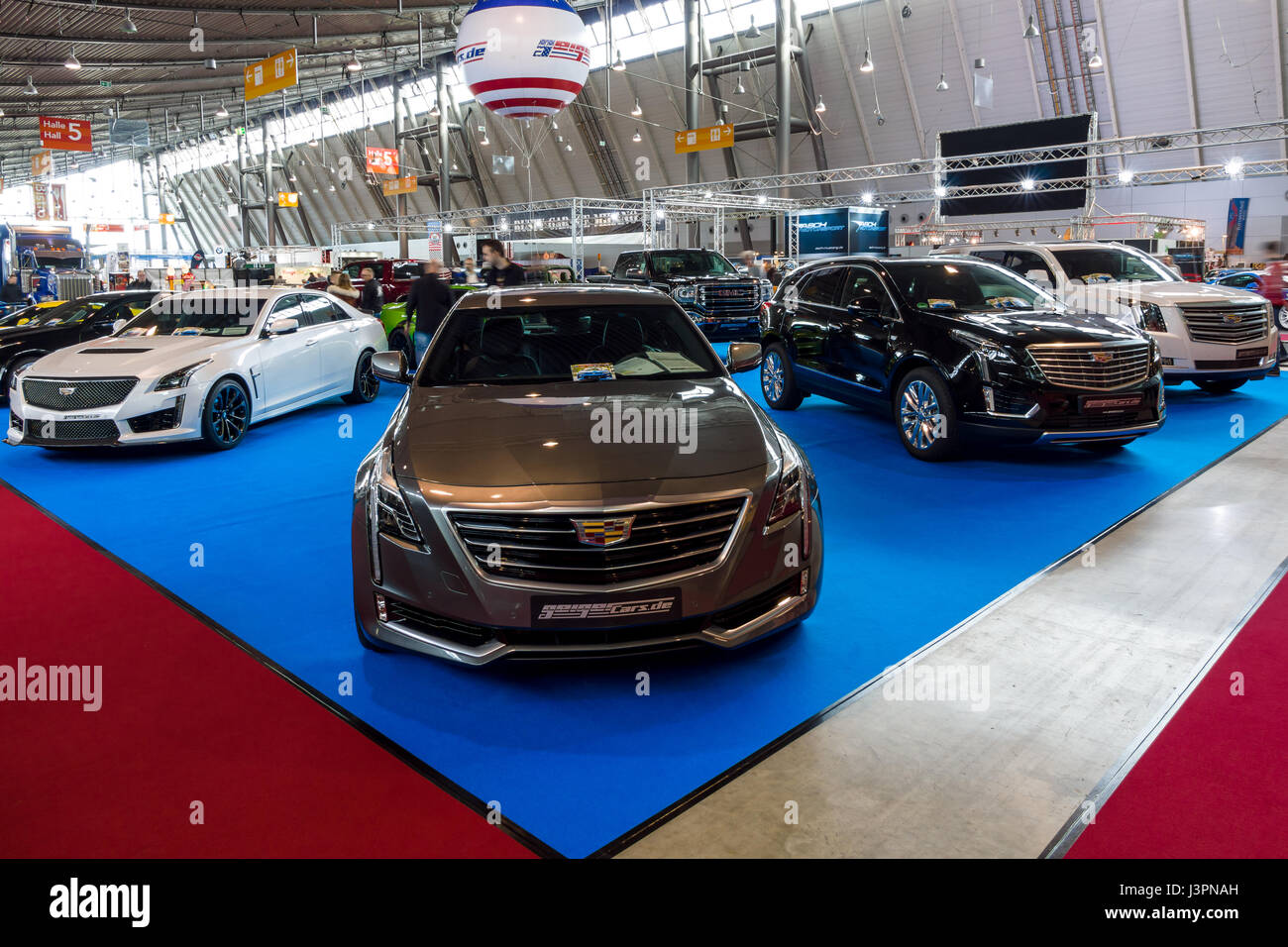 STUTTGART, GERMANY - MARCH 03, 2017: Stand with modern American cars ...