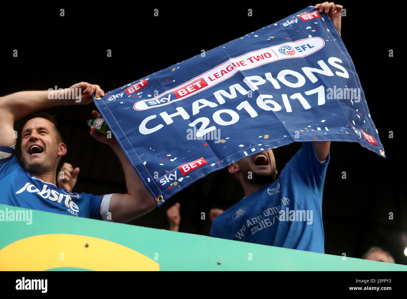 Portsmouth celebrate after the final whistle during the Sky Bet League ...