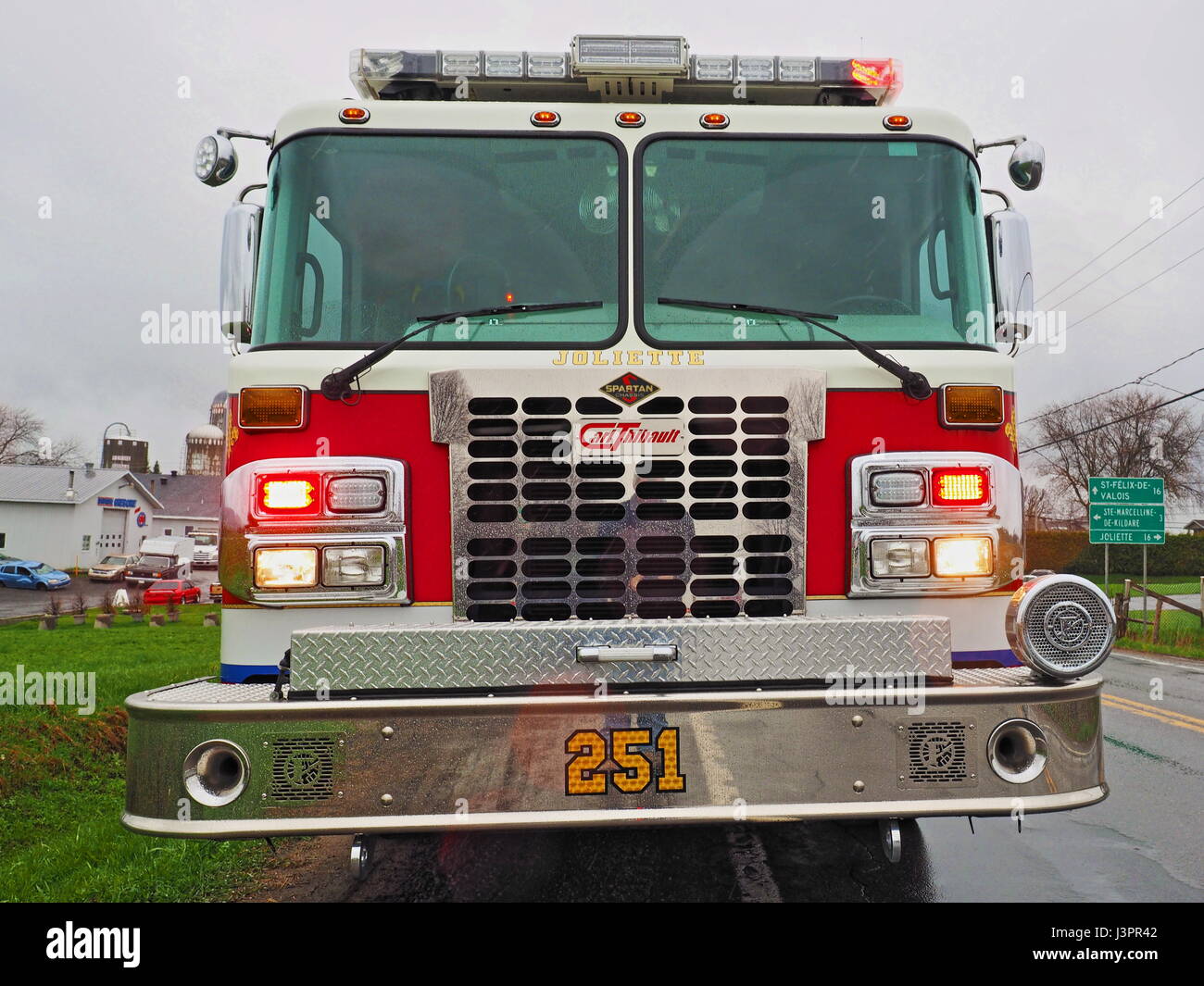 Fire truck at the scene of a fire Stock Photo - Alamy