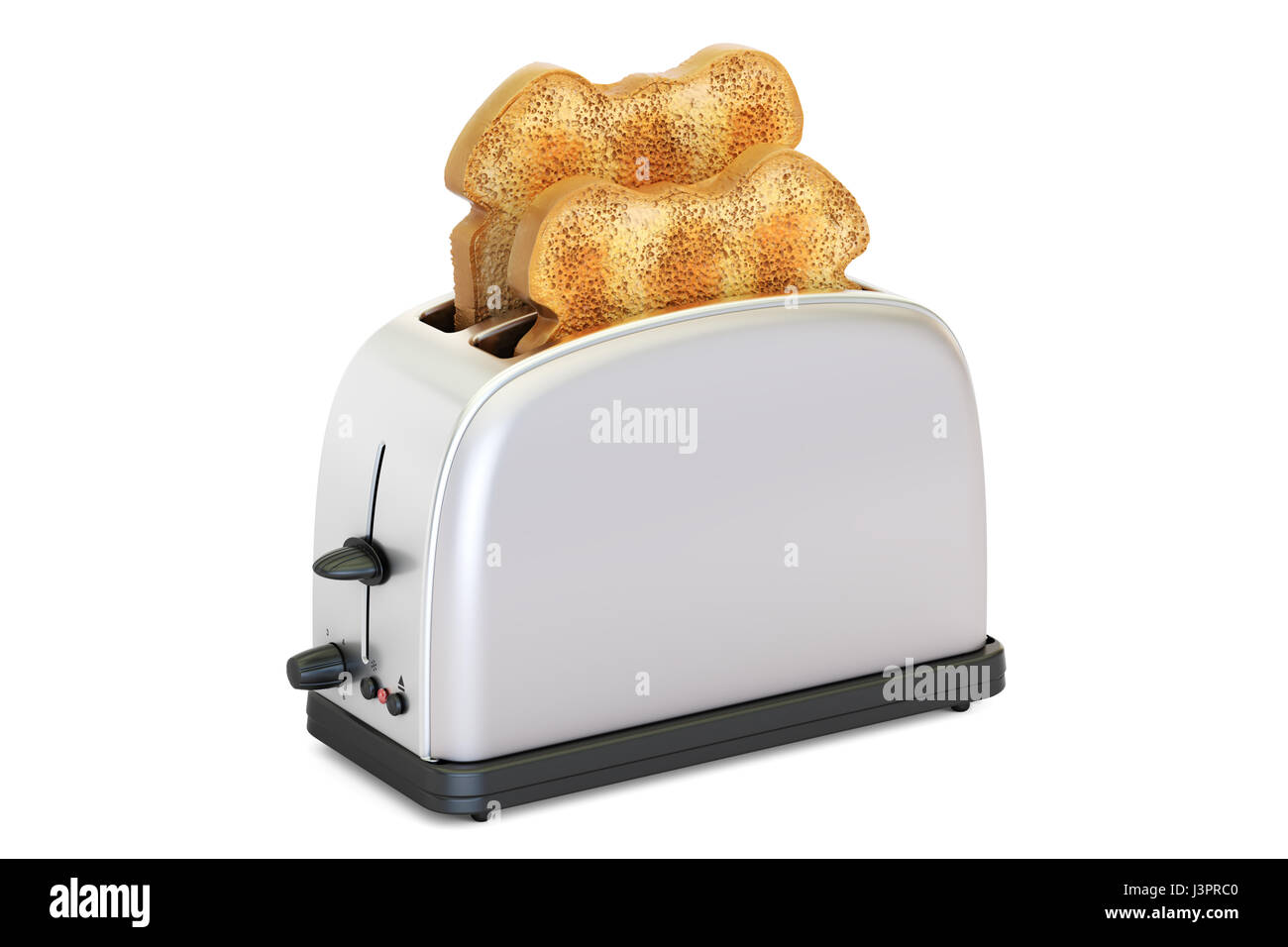 Toaster with bread, 3D rendering isolated on white background Stock ...