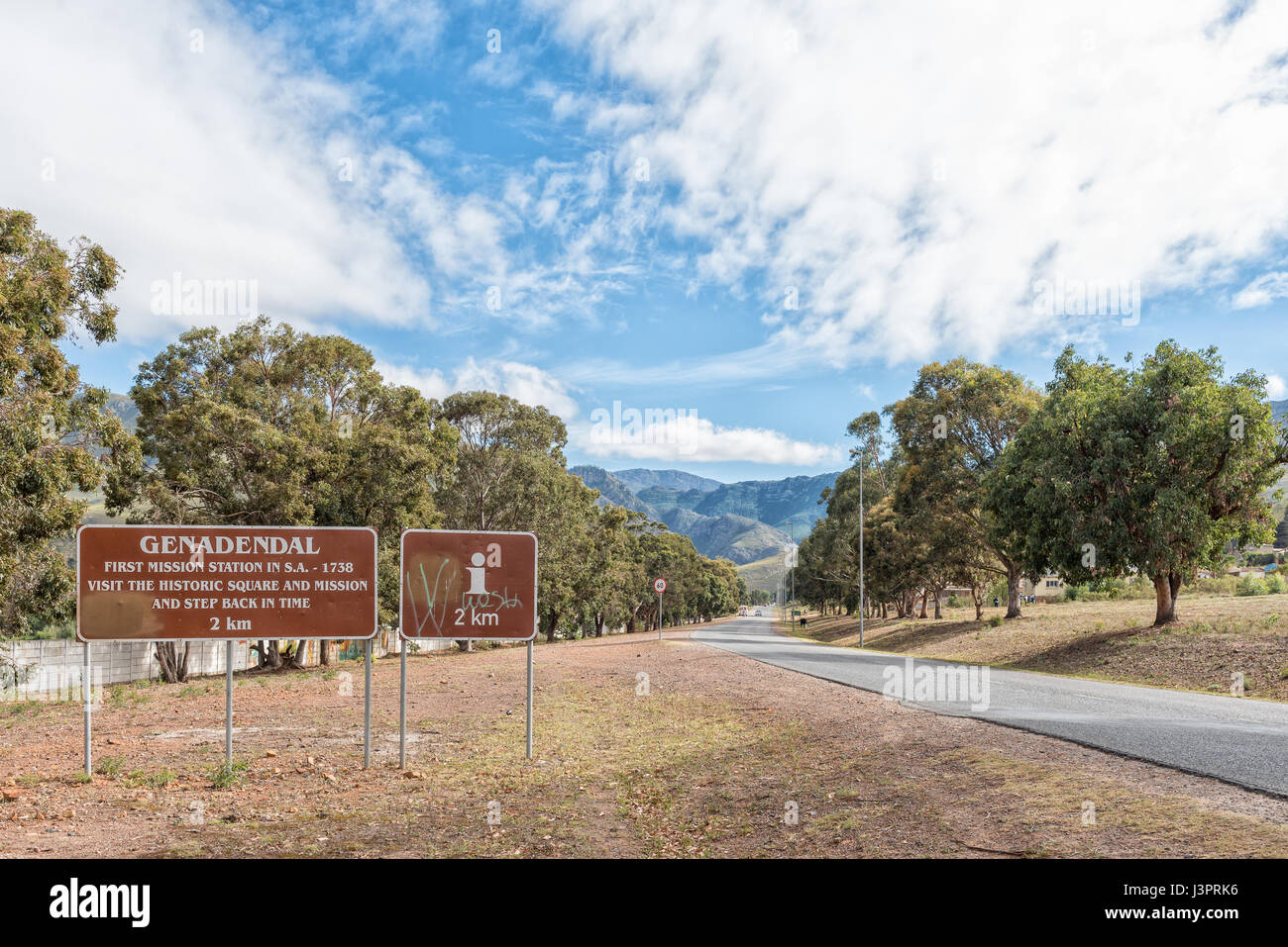 The entrance to Genadendal, site of the first mission station in South ...