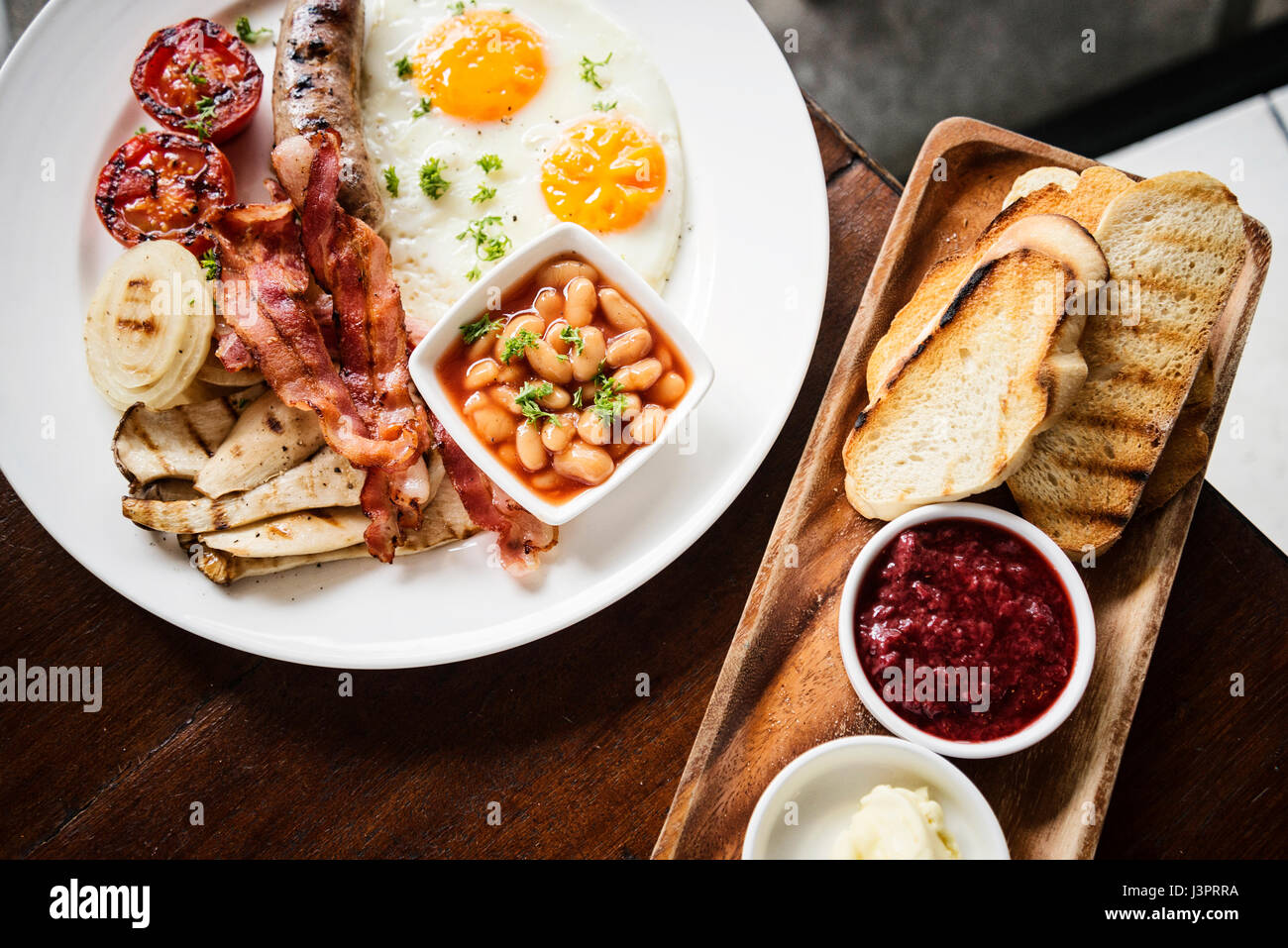 traditional full english british breakfast meal set Stock Photo - Alamy