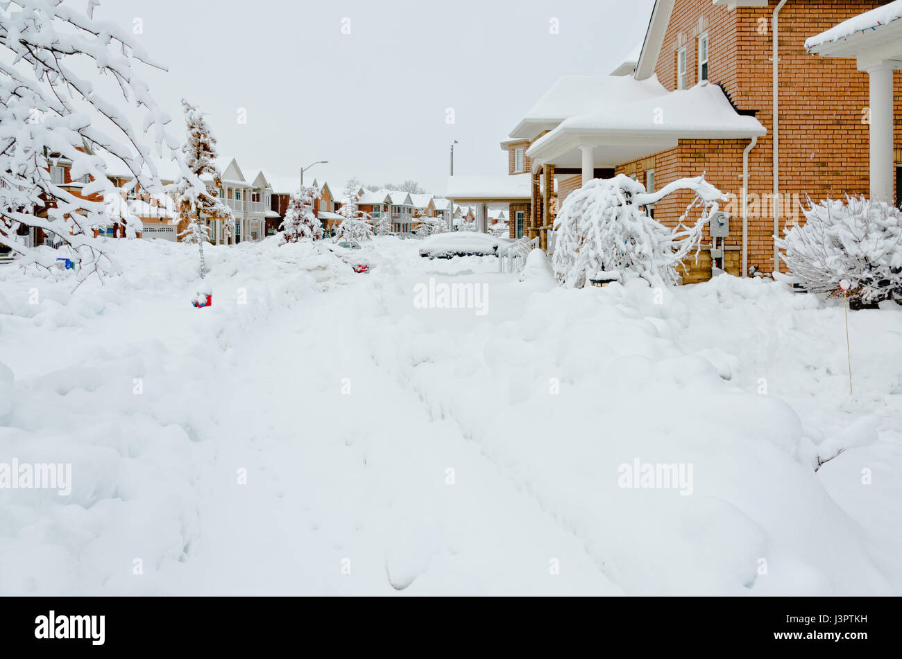Snow winter in small Canadian town Stock Photo - Alamy