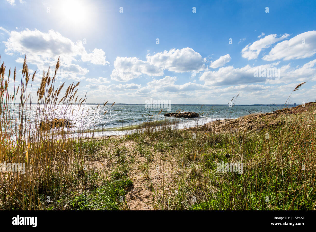 Atlantic Ocean in Lighthouse Point Park in New Haven Connecticut Stock ...