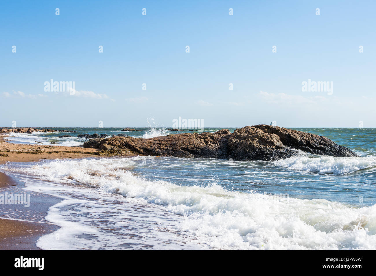 Atlantic Ocean in Lighthouse Point Park in New Haven Connecticut Stock ...