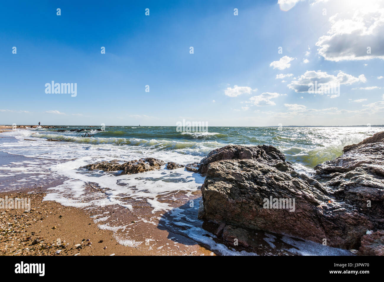 Atlantic Ocean in Lighthouse Point Park in New Haven Connecticut Stock ...