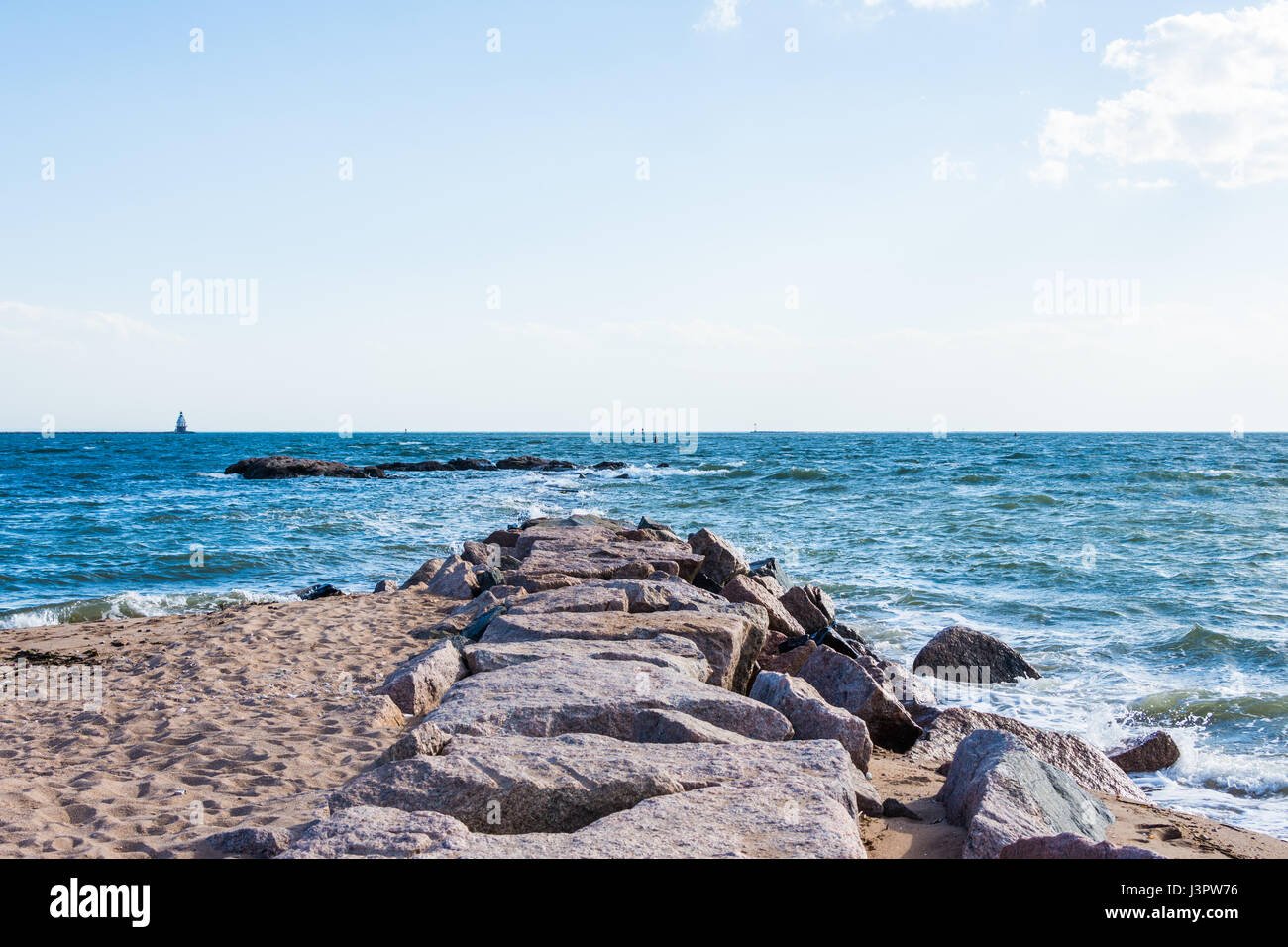 Atlantic Ocean in Lighthouse Point Park in New Haven Connecticut Stock ...