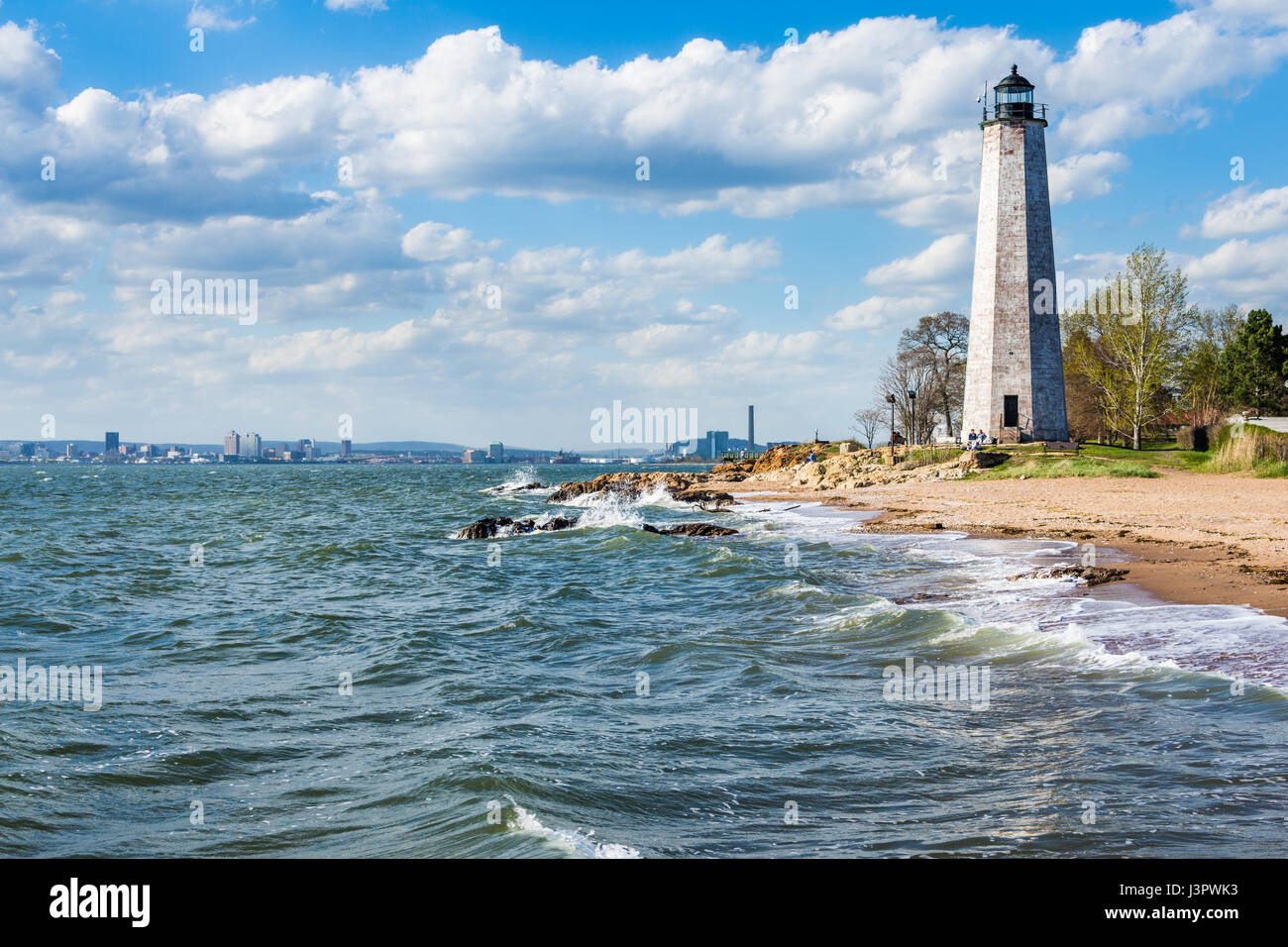 New England Lighthouse in Lighthouse Point Park in New Haven ...