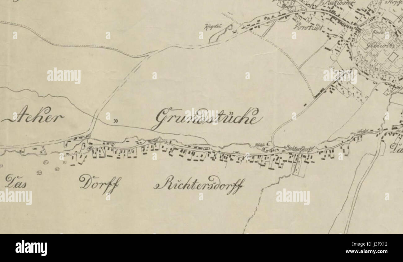 The Karte Richtersdorf bei Gleiwitz 1812 is an historical map detailing ...