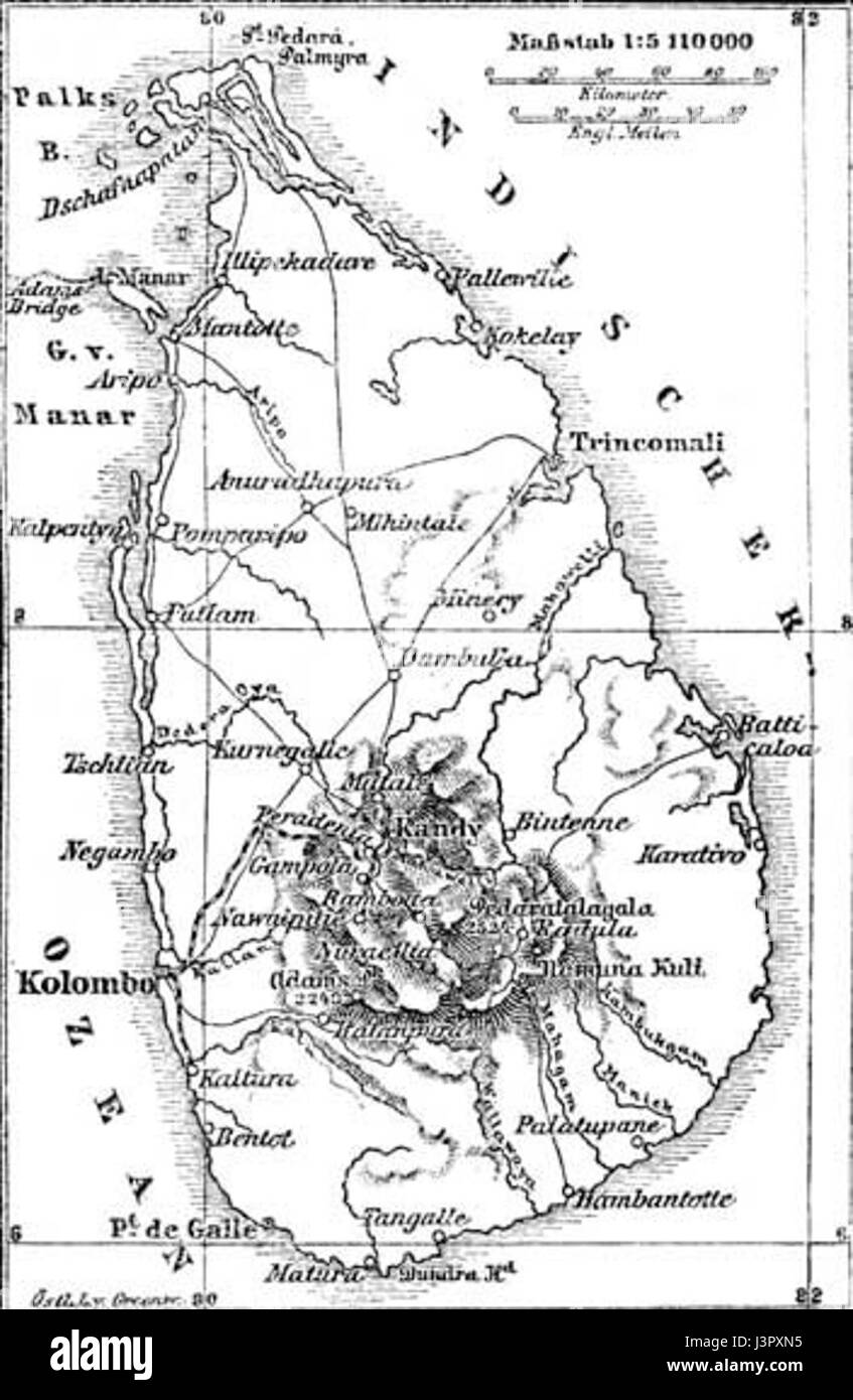 This map of Ceylon (modern-day Sri Lanka) showcases the island's ...