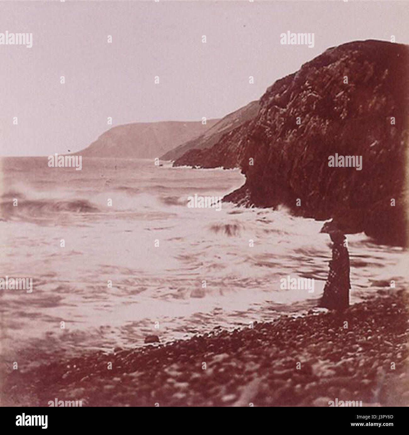 This photograph by John Dillwyn Llewelyn captures the dramatic waves ...