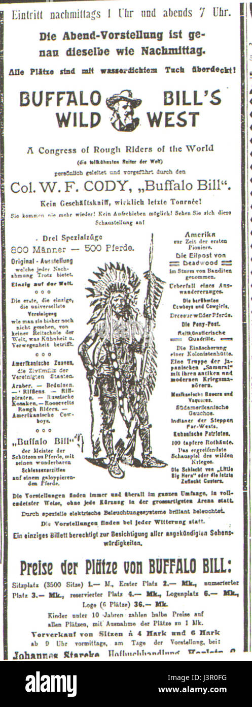 Inserat 1900 is a historical advertisement for Buffalo Bill, the famous ...