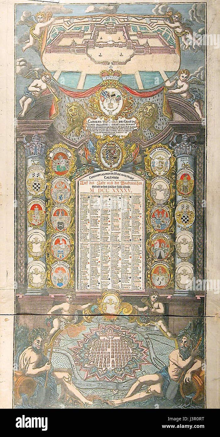 This is a 1745 calendar from Mannheim, Germany, detailing the dates ...