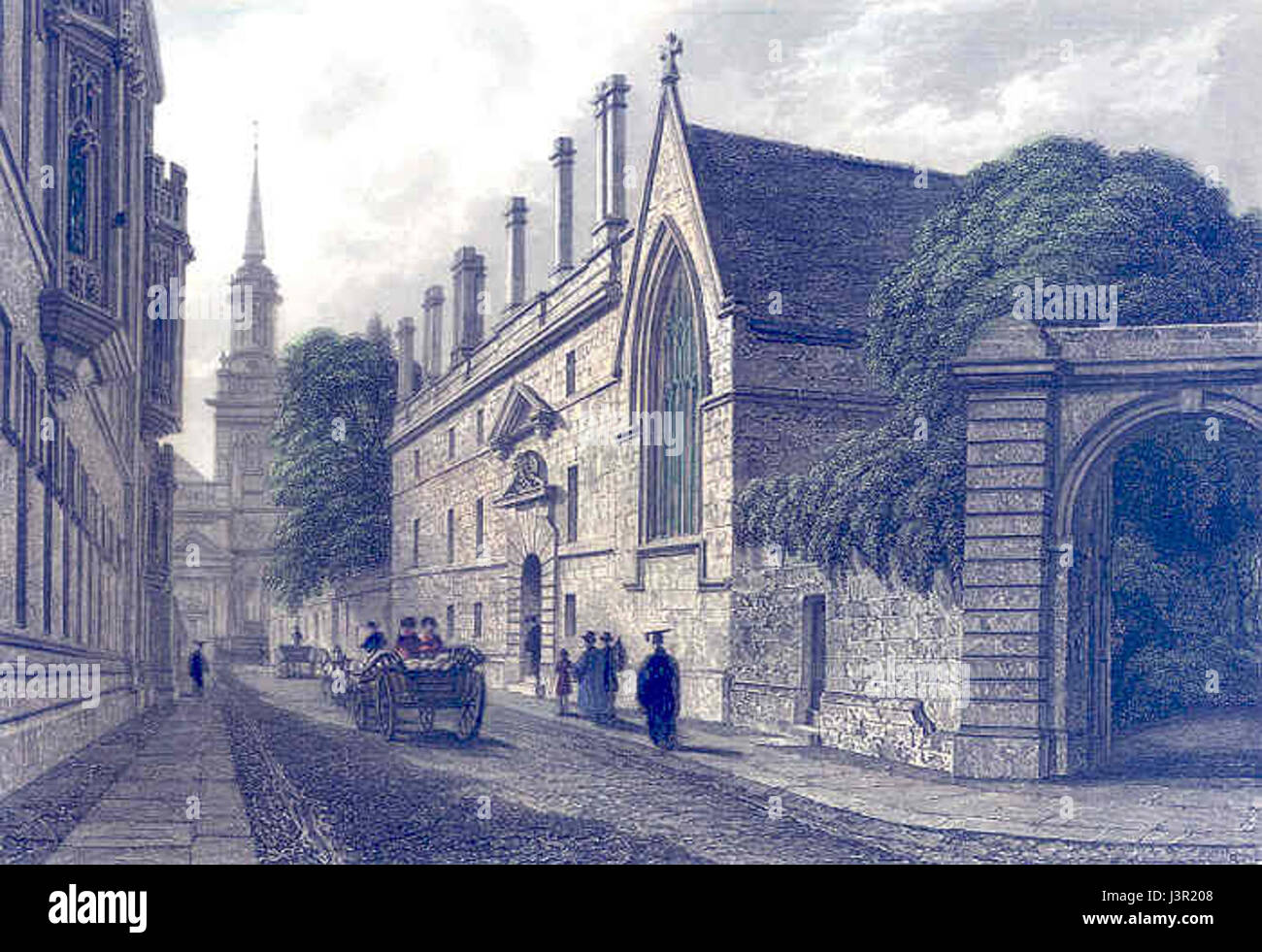 The engraving of Jesus College, created in 1837, captures the ...