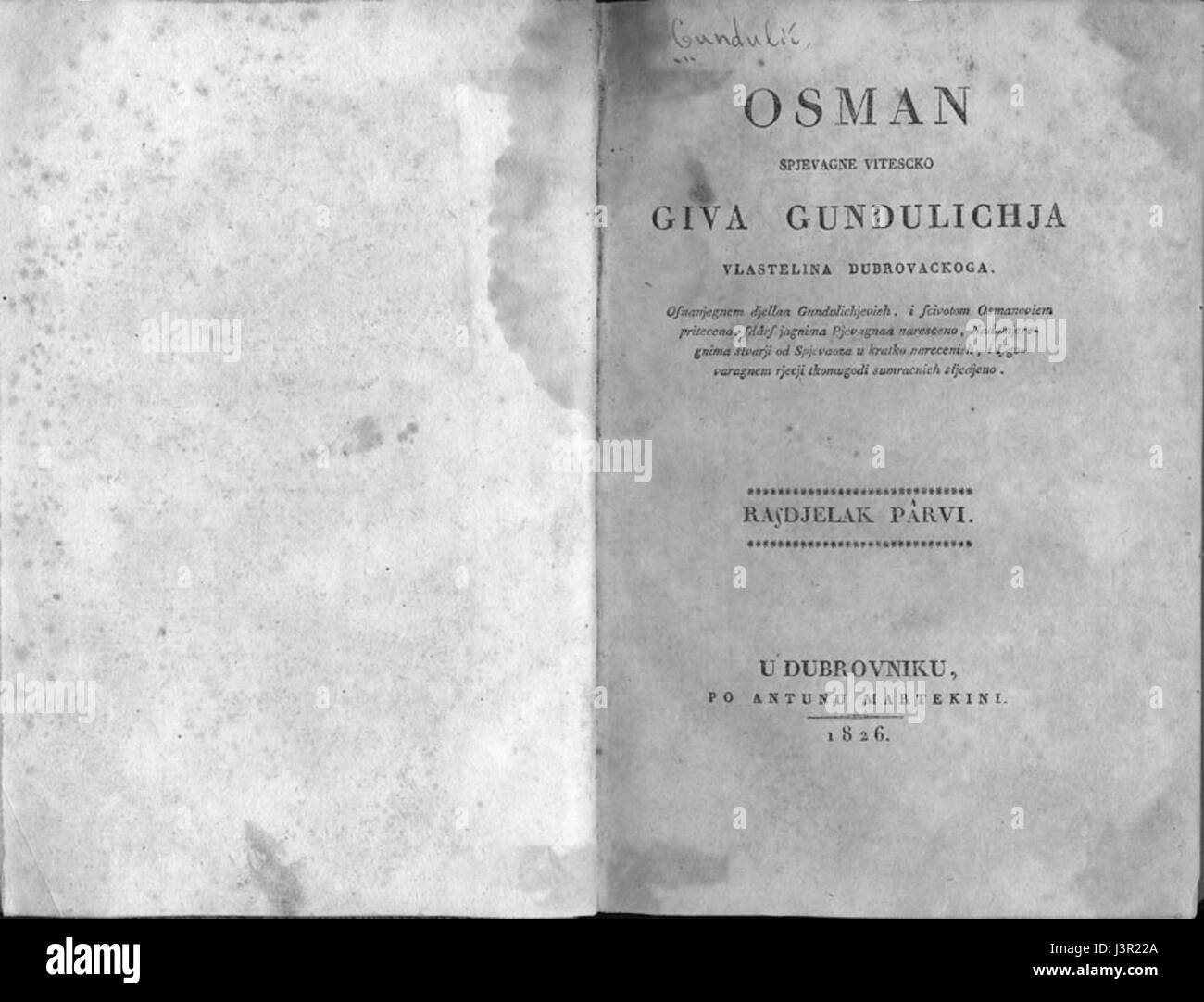 Ivan Gundulic Osman Stock Photo - Alamy