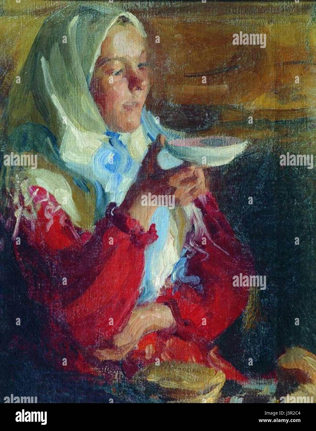 This 1899 painting by Ivan Kulikov, titled 'Peasant with a Saucer ...