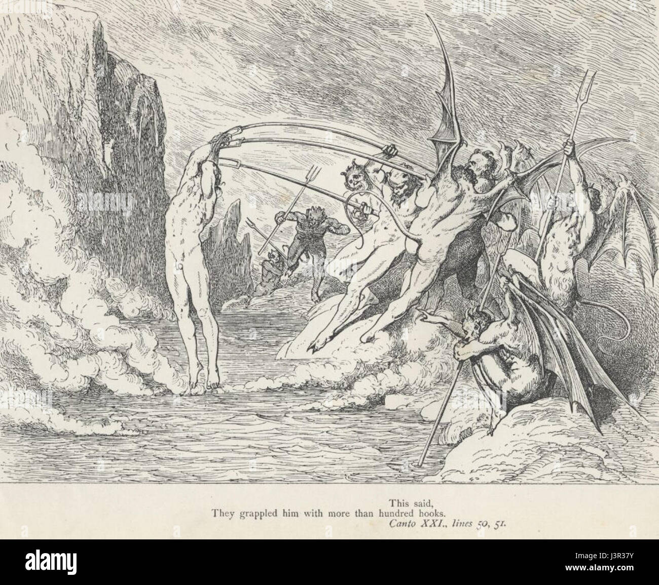 The 21st Canto from Dante Alighieri's Inferno, featuring verses 50-51 ...