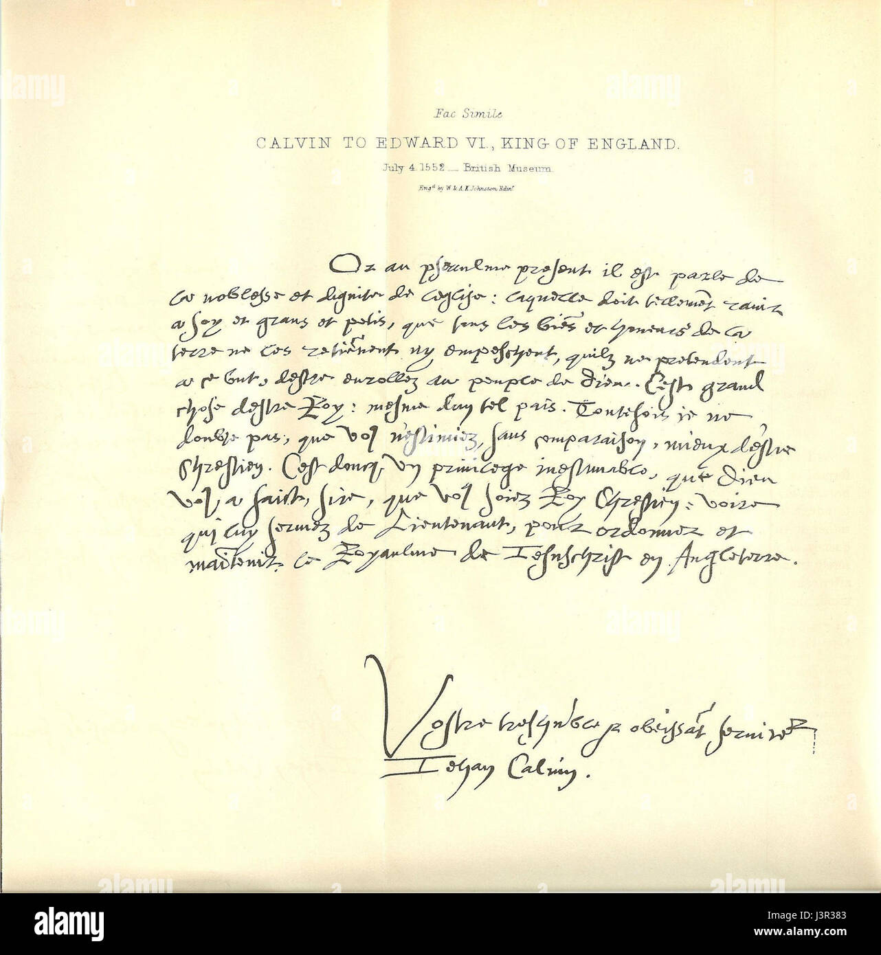 This refers to a document or image displaying the handwriting of John ...