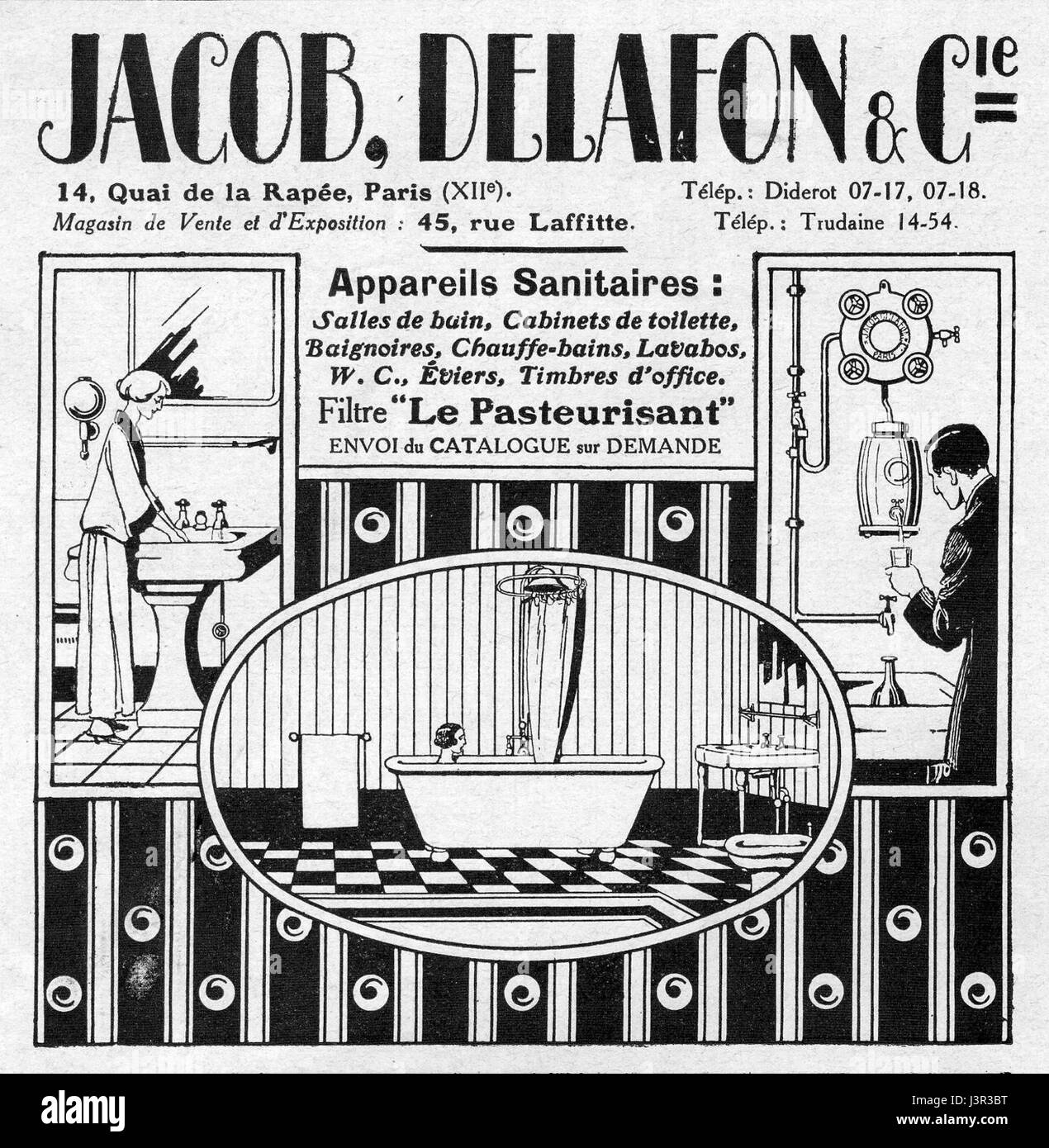 A 1924 advertisement for Jacob Delafon, a French company renowned for ...