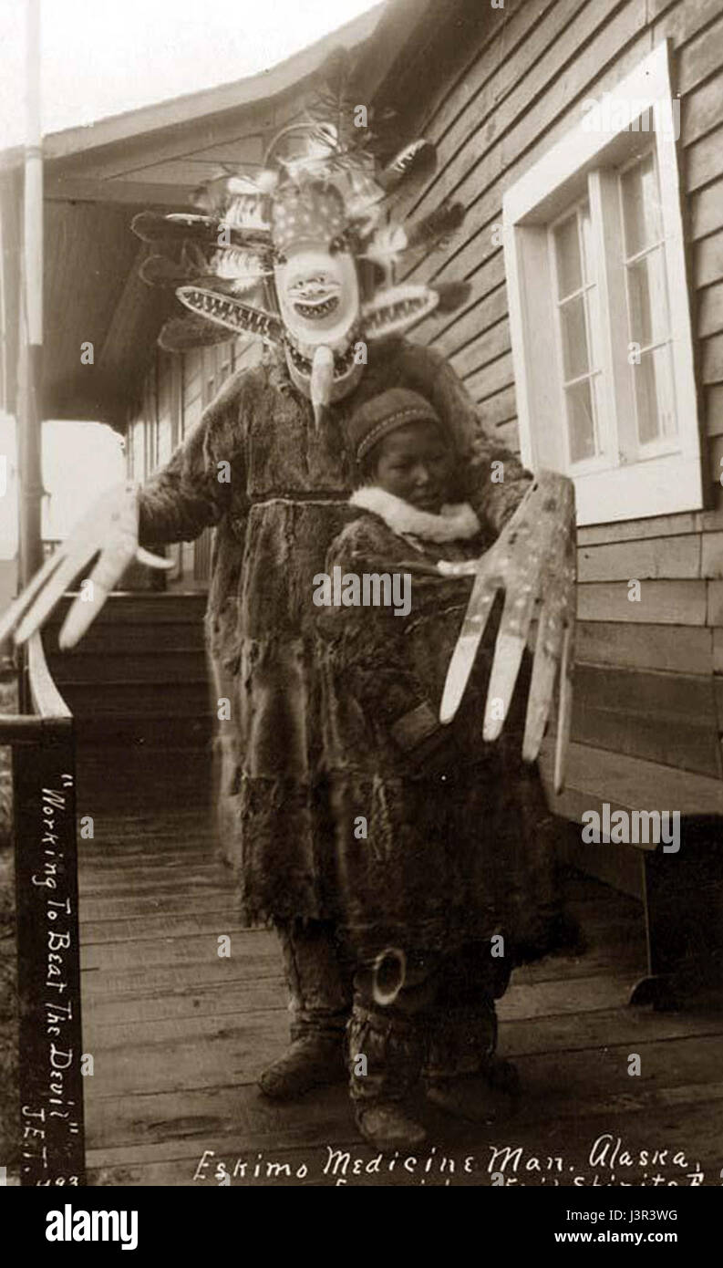 Inuit medicine man and boy 1900 Stock Photo - Alamy
