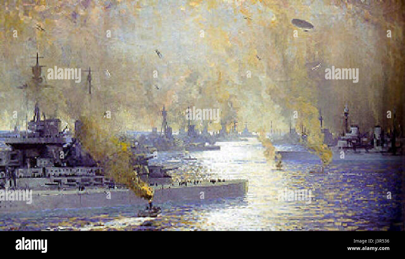 'The German Fleet After Surrender 1918' by James Paterson depicts the ...